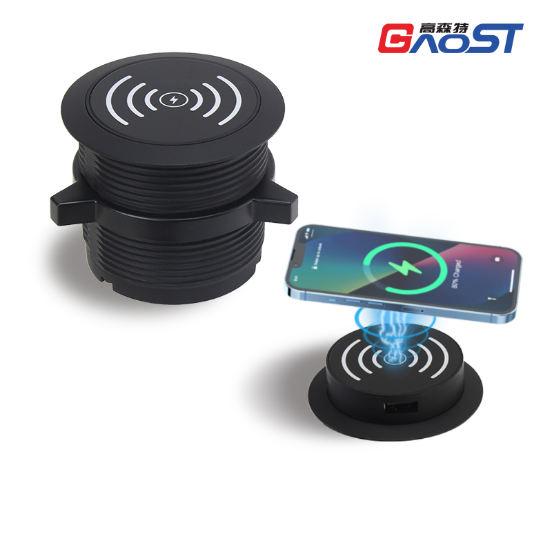 Mini USB pop up charger 15W wireless charging USB-A&C charging,Round ...
